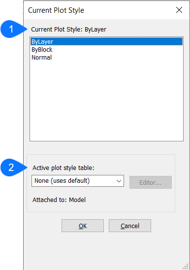Current Plot Style dialog box - BricsCAD Lite & Pro | Bricsys Help Center